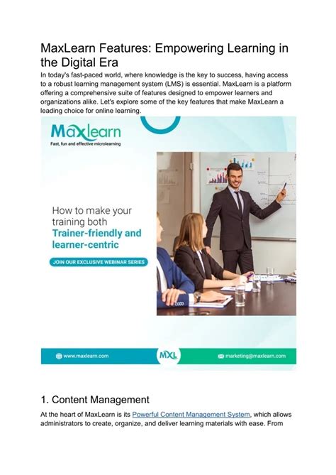 Ppt Maxlearn Features Empowering Learning In The Digital Era