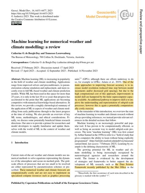 2023 Gmd Machine Learning For Numerical Weather And Climate