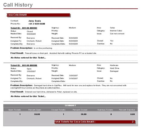 Fixing The Support Call History Crystal Report Customer Fx