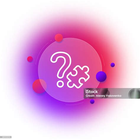 퍼즐과 물음표 선 아이콘입니다 해결되지 않은 퍼즐 문제 수수께끼 풀기 창의적 사고 동기 부여 개념 유리 형태 스타일 비즈니스 및 광고에 대한 벡터 라인 아이콘 가리키기에