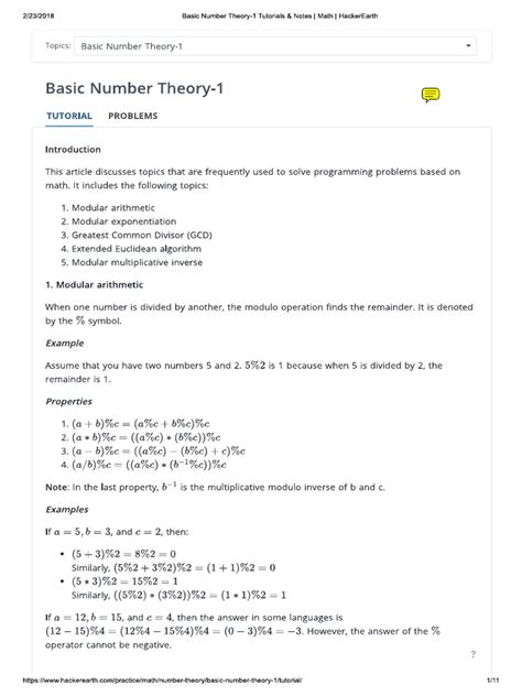 basic number theory 1 tutorial problems pdf exponentiation time