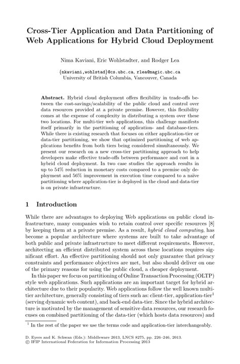 Pdf Cross Tier Application And Data Partitioning Of Web Applications For Hybrid Cloud Deployment