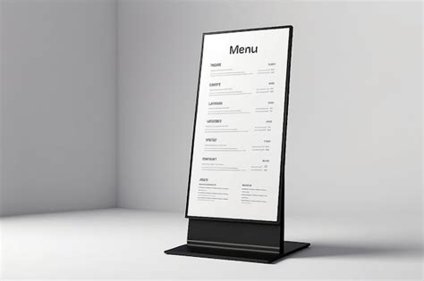 Premium Photo Digital Menu Screen Mockup With Blank White Empty Space For Placing Your Design