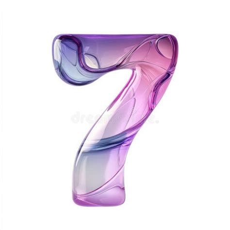 A Colorful Translucent Number Seven With A Fluid Design Stock