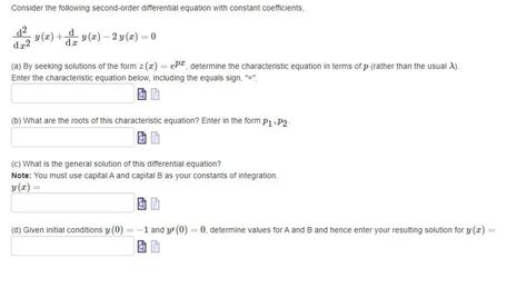 Solved Consider The Following Second Order Differential