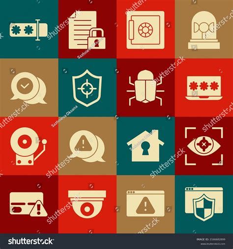 Set Browser Shield Eye Scan Laptop Stock Vector Royalty Free