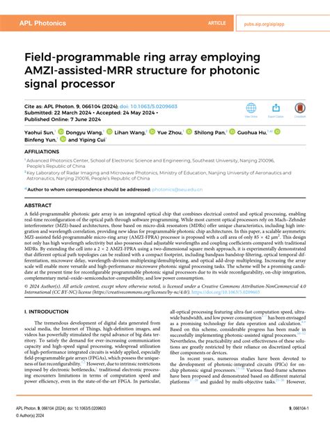 pdf field programmable ring array employing amzi assisted mrr