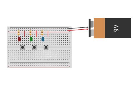 Circuit Design Circuito Con 3 Led Y Pulsadores Tinkercad