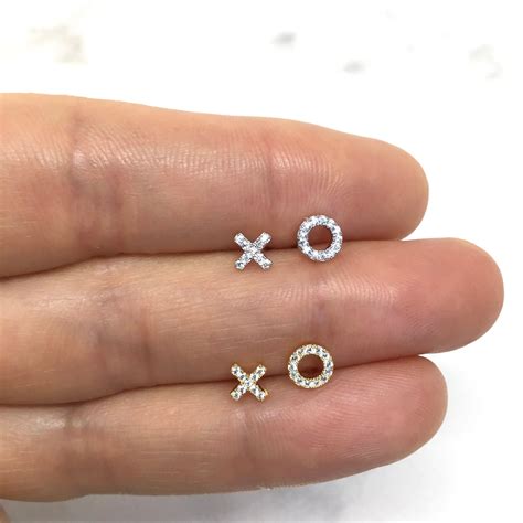 XO Stud Earring Sterling Silverpair Of Tiny XO Etsy