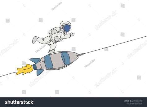 One Single Line Drawing Astronaut Spacesuit Stock Vector Royalty Free 2194993347 Shutterstock