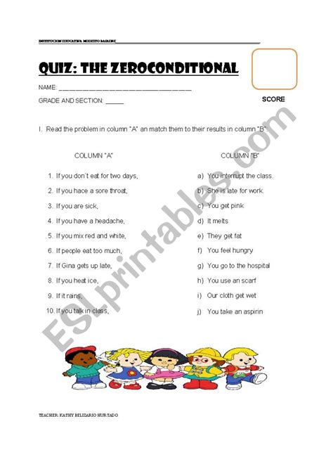 ZERO CONDITIONAL ESL Worksheet By Katbel