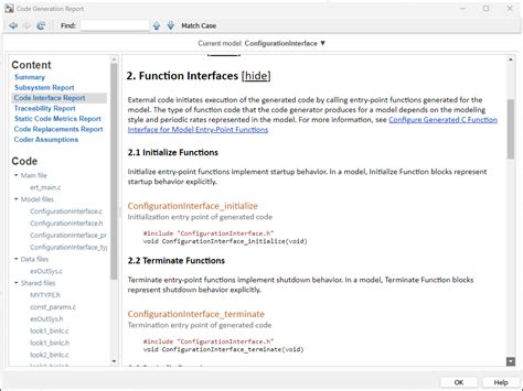 Analyze Generated Data Code Interface Report Matlab And Simulink