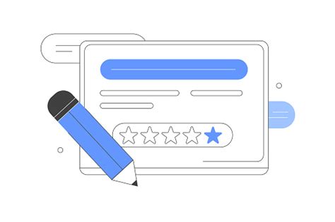 고객 리뷰 창과 연필이 있는 설문조사 양식 온라인 피드백 설문 조사 또는 검토 개념 벡터 스타일리시 미니멀리스트 라인 추상 개념에 대한 스톡 벡터 아트 및 기타 이미지