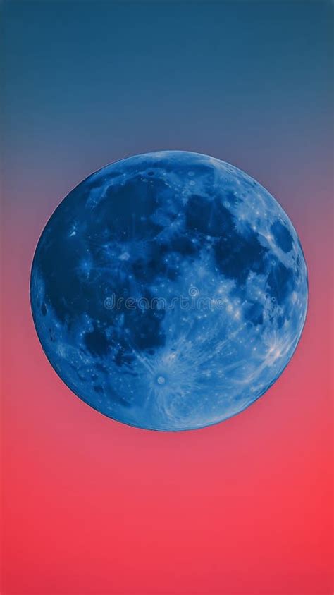Bright Blue Moon Illuminating The Twilight Sky During The Night Stock