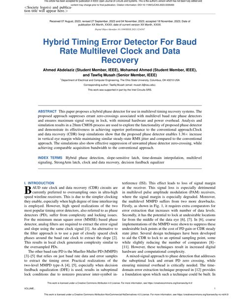 Pdf Hybrid Timing Error Detector For Baud Rate Multilevel Clock And