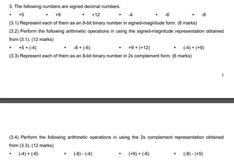 solved 3 the following numbers are signed decimal numbers