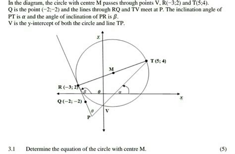 solved in the diagram the circle with centre m passes through points