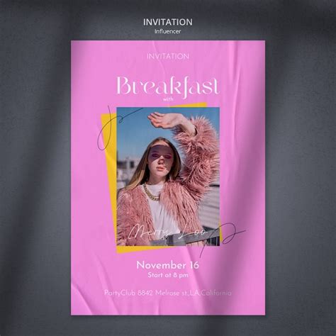 인플루언서 작업 초대 템플릿 무료 Psd 파일