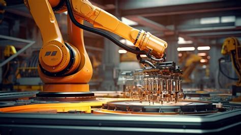 A Photo Of A Robotic Arm Assembling Components Premium Ai Generated Image