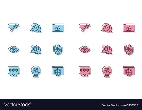 Set Line Password Protection Security Camera Vector Image