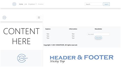 Header And Footer Html Css Using Bootstrap Sticky Top Youtube