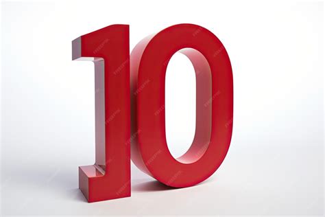 Premium Photo Red Volumetric Numerals 10 Text On White Background