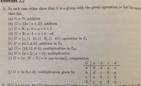 Solved In Each Case Either Show That G Is A Group With The Chegg Com