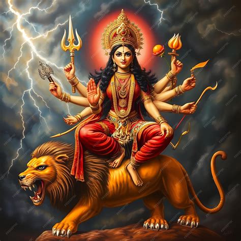 Goddess durga maa navaratri vibrant ai generated images | Premium AI-generated image
