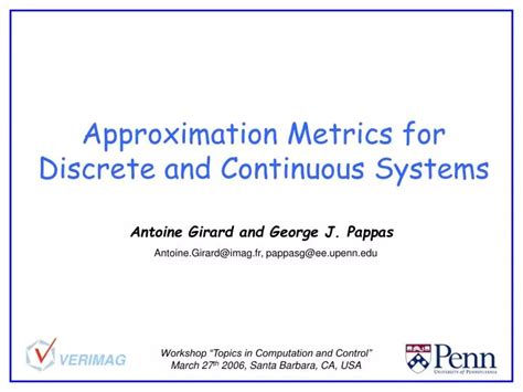 ppt approximation metrics for discrete and continuous systems