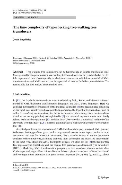 pdf the time complexity of typechecking tree walking tree transducers