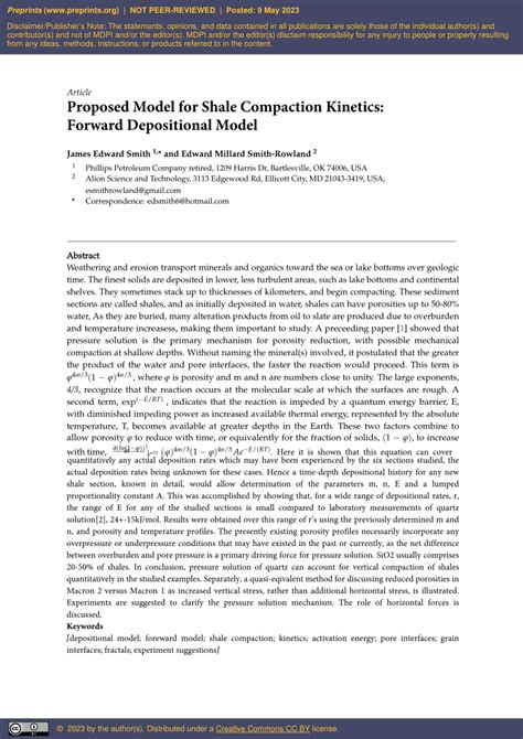 Pdf Proposed Model For Shale Compaction Kinetics Forward Depositional Model