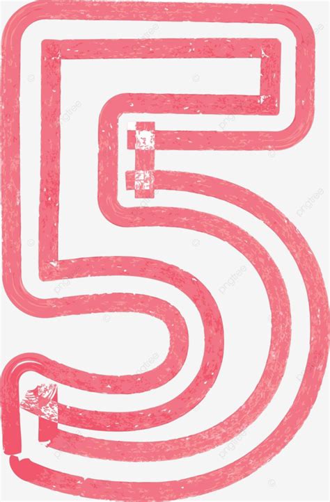 Number 5 Vector Illustration Decoration Red Handwritten Vector Decoration Red Handwritten Png