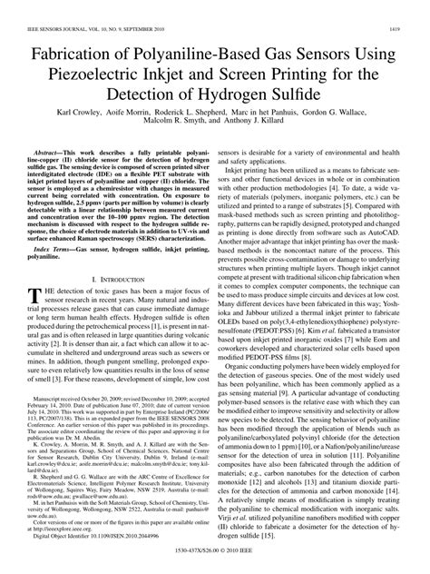Pdf Fabrication Of Polyaniline Based Gas Sensors Using Piezoelectric Inkjet And Screen