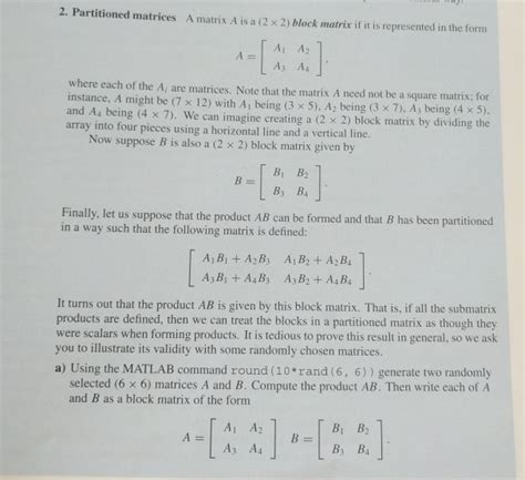 solved 2 partitioned matrices a matrix a is a 2 x 2 block
