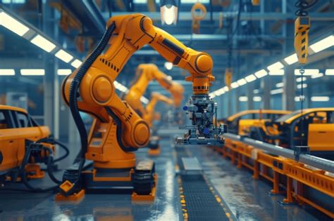 Premium Photo Automated Robot Arm Assembly Line For Green Energy Vehicles