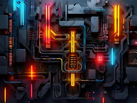 Abstract Neon Circuitry Premium Ai Generated Image