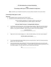 Lab 2 Connecting At OSI Layers 2 3 Network Config Doc IFT 166 Introduction To Internet