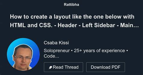 How To Create A Layout Like The One Below With Html And Css Header Left Sidebar Main