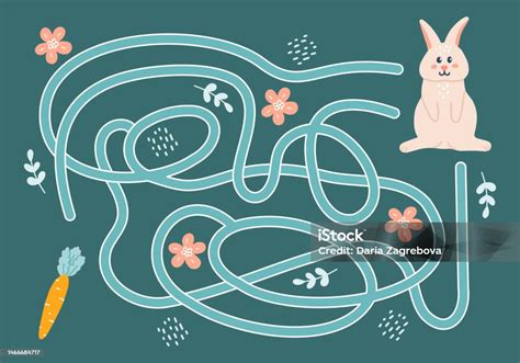 미로 토끼가 당근으로가는 길을 찾도록 도와주세요 아이들을위한 논리적 탐구 어린이 책 교육 게임에 대 한 귀여운 그림 0명에 대한 스톡 벡터 아트 및 기타 이미지 Istock