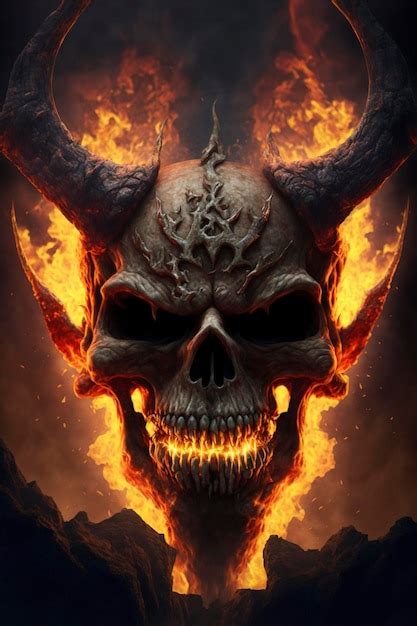 Premium Ai Image Skull Hell Hellfire