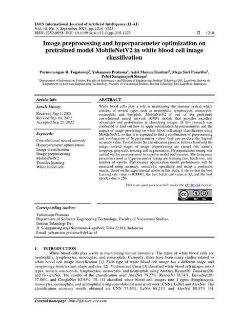 image preprocessing and hyperparameter optimization on pretrained model