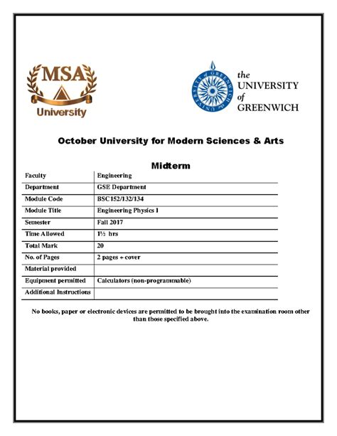 Midterm Exam Fall October University For Modern Sciences Arts Midterm Faculty Studocu