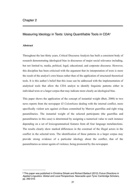 Pdf Measuring Ideology In Texts Using Quantifiable Tools In Cda