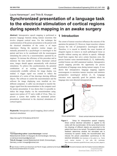 Pdf Synchronized Presentation Of A Language Task To The Electrical
