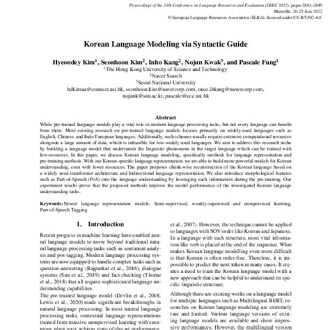 Korean Language Modeling Via Syntactic Guide Acl Anthology