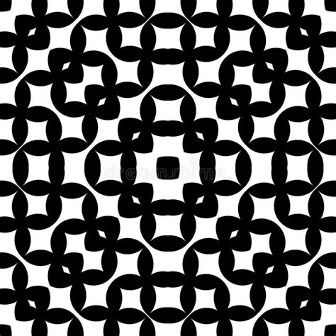 Vector Monochrome Seamless Pattern Abstract Geometric Floral Ornament