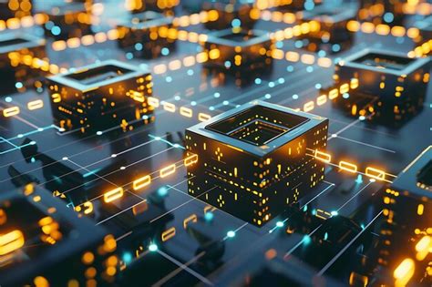 Abstract Technology Background With Glowing Cubes And Circuitry Premium Ai Generated Image