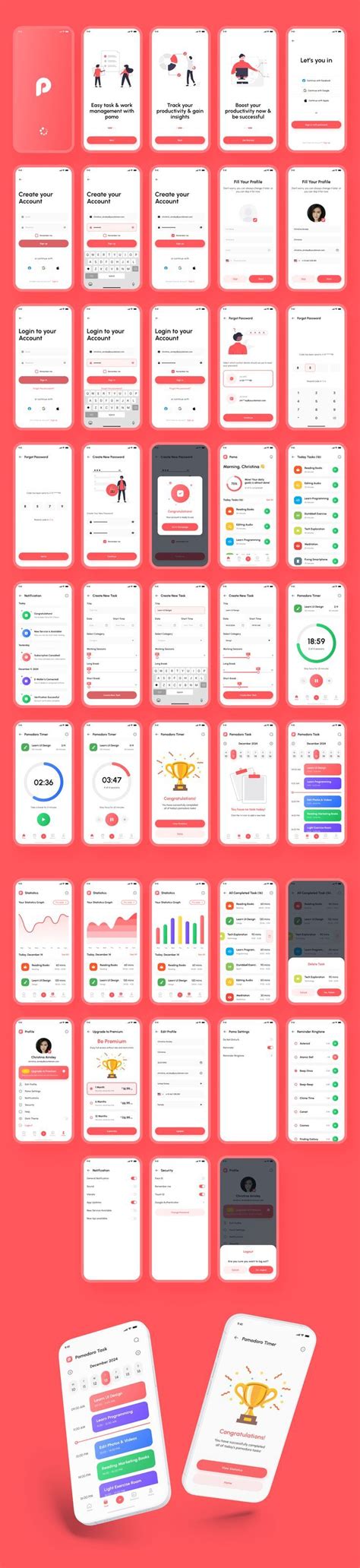 Pomo Pomodoro And Timer App Ui Kit