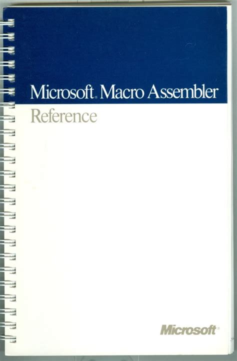 Microsoft Macro Assembler Reference Version 60 Microsoft