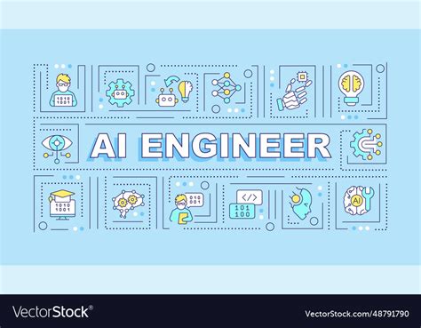 Ai Engineer Text With Colorful Thin Line Icons Vector Image